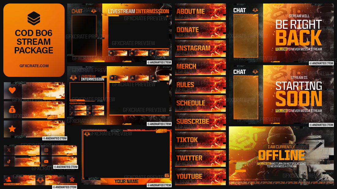 Black Ops 6 Animated Livestream Overlay and Branding Pack (COD BO6)