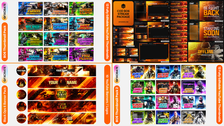 Call Of Duty Fully Editable YouTube/Twitch/Kick Template Packs