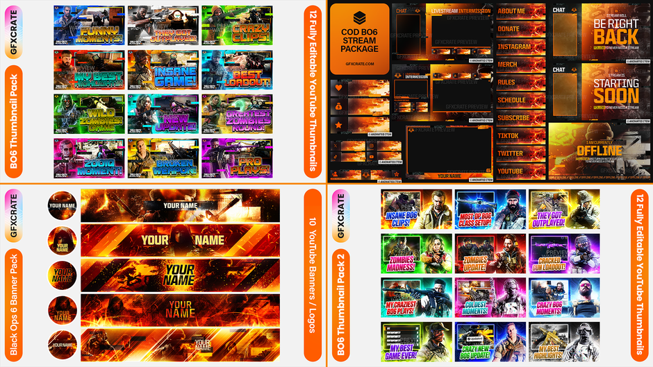 Call Of Duty Fully Editable YouTube/Twitch/Kick Template Packs