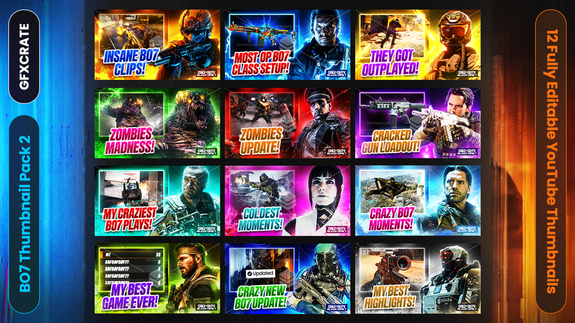 Call of Duty Black Ops 7 (BO7) Fully Editable YouTube Thumbnail Pack 2