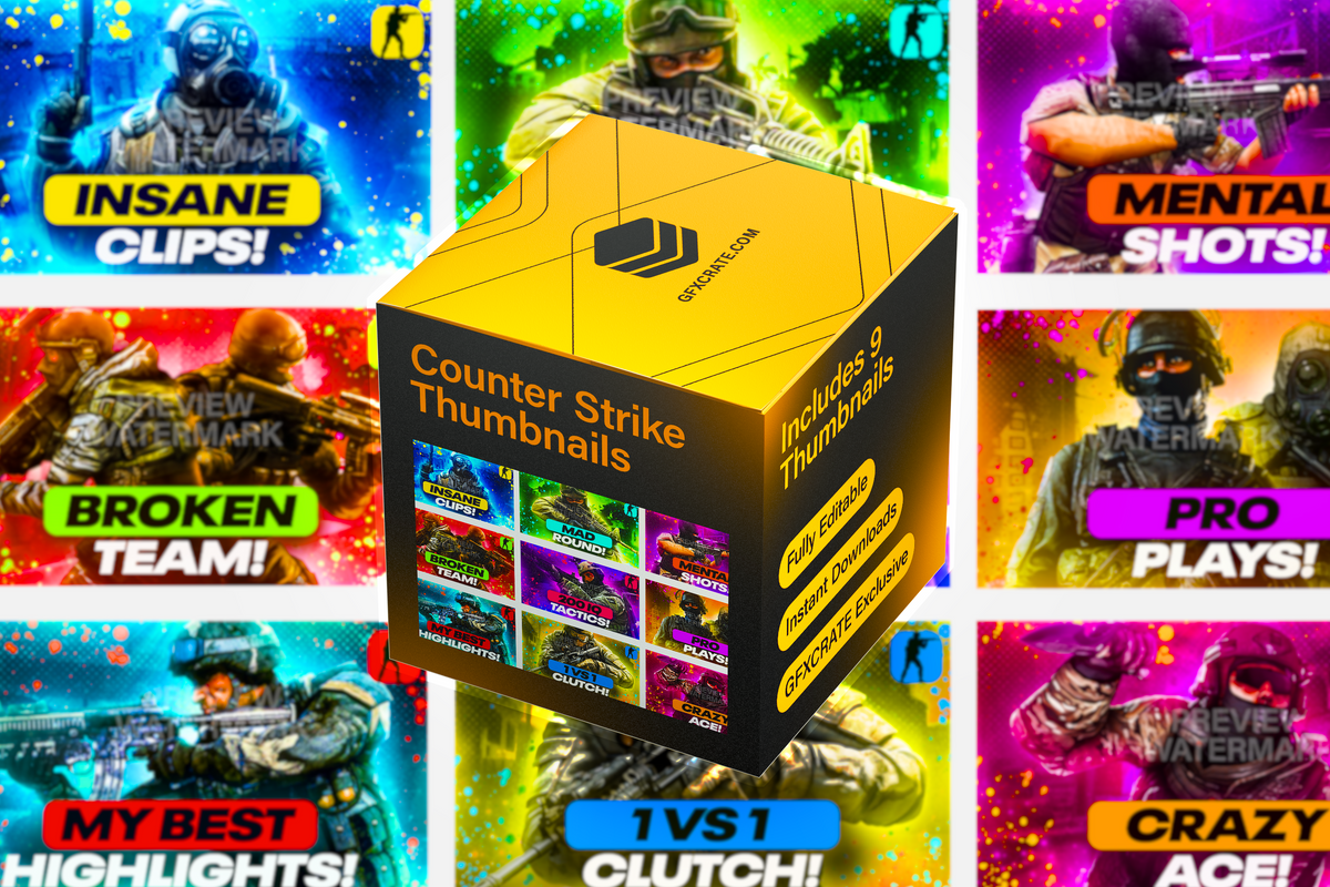 Counter Strike Fully Editable YouTube Thumbnail Pack V1 (CS:GO + CS2)
