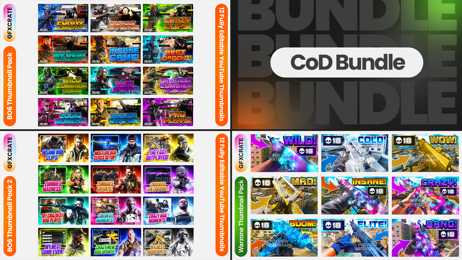 Call Of Duty Fully Editable YouTube/Twitch/Kick Template Packs