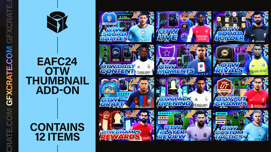 EAFC 24 Fully Editable YouTube Thumbnail Pack (FIFA 24) – GFXCRATE