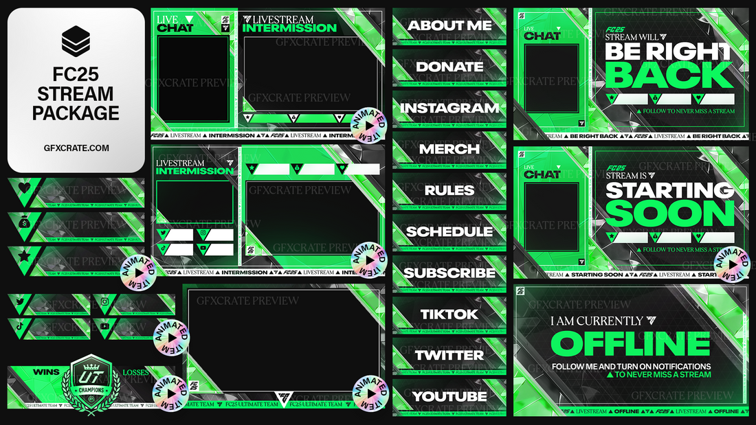 EAFC 25 Animated Livestream Overlay and Branding Pack (FIFA 25)