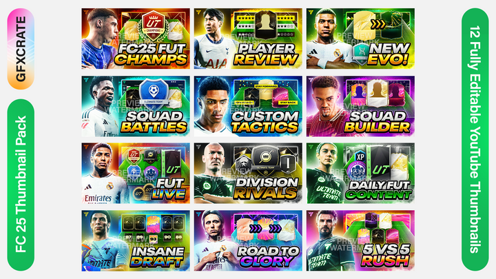 FC25 Fully Editable YouTube/Twitch/Kick Template Packs