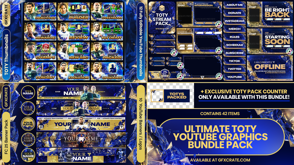 FC25 Fully Editable YouTube/Twitch/Kick Template Packs