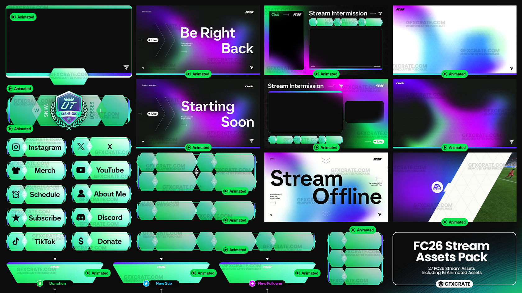 FC26 Animated 4K Livestream Overlay and Branding Pack