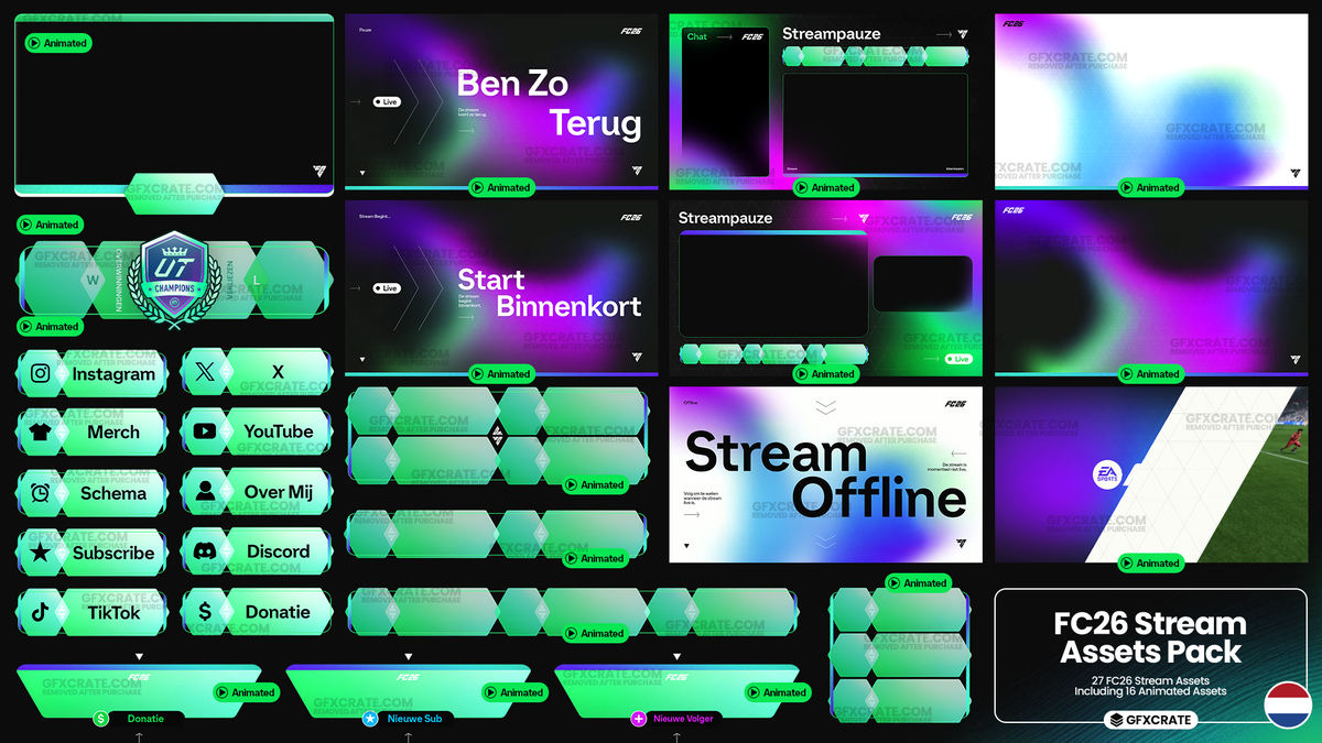 FC26 Animated 4K Livestream Overlay and Branding Pack