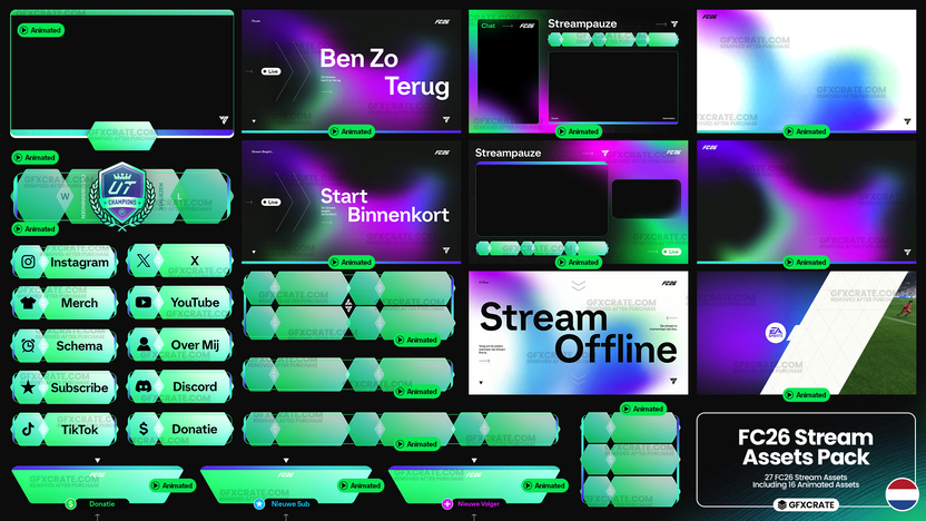 FC26 Animated 4K Livestream Overlay and Branding Pack