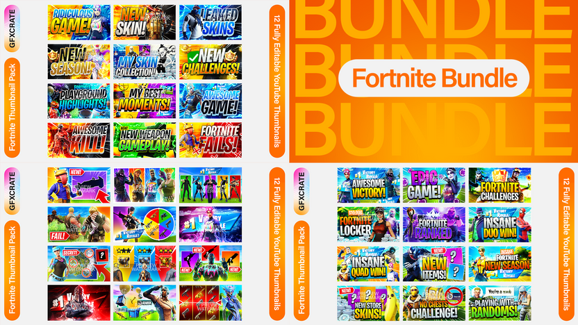 Fortnite Fully Editable Thumbnail Pack Bundle V1+V2+V3