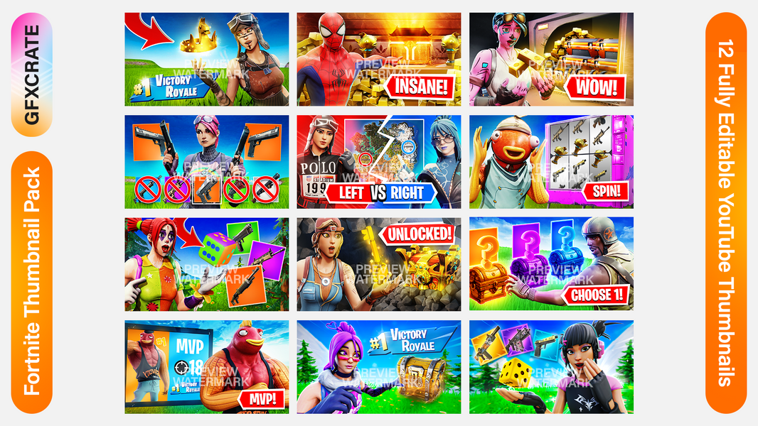 Fortnite Fully Editable YouTube/Twitch/Kick Template Packs