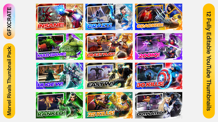 Marvel Rivals Fully Editable YouTube/Twitch/Kick Template Packs