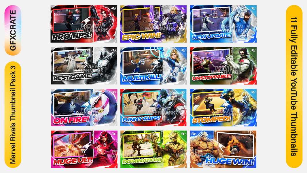 Marvel Rivals Fully Editable YouTube/Twitch/Kick Template Packs