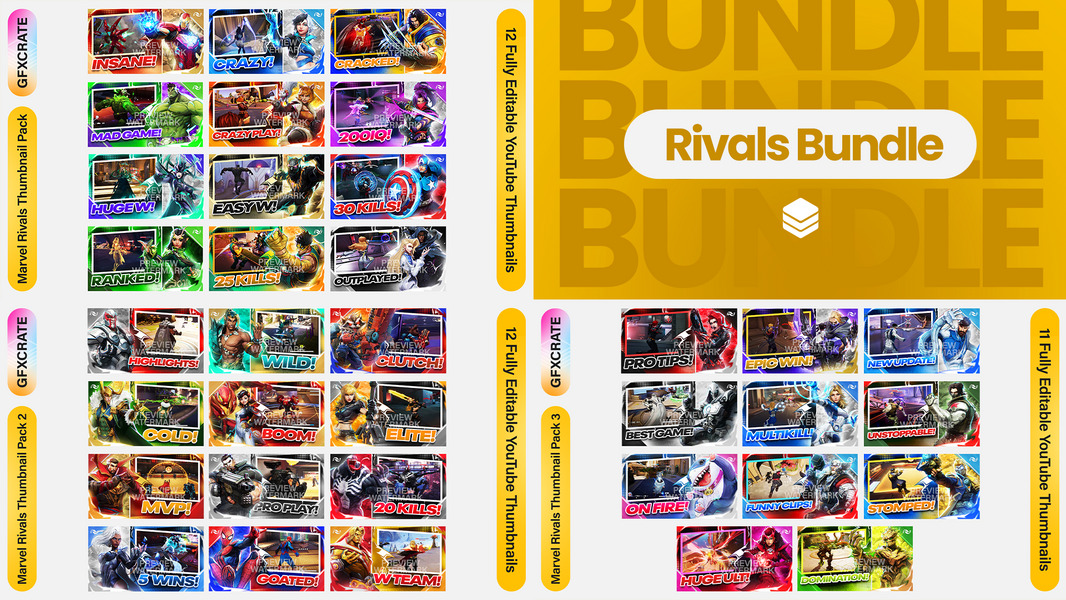 Marvel Rivals Fully Editable YouTube/Twitch/Kick Template Packs