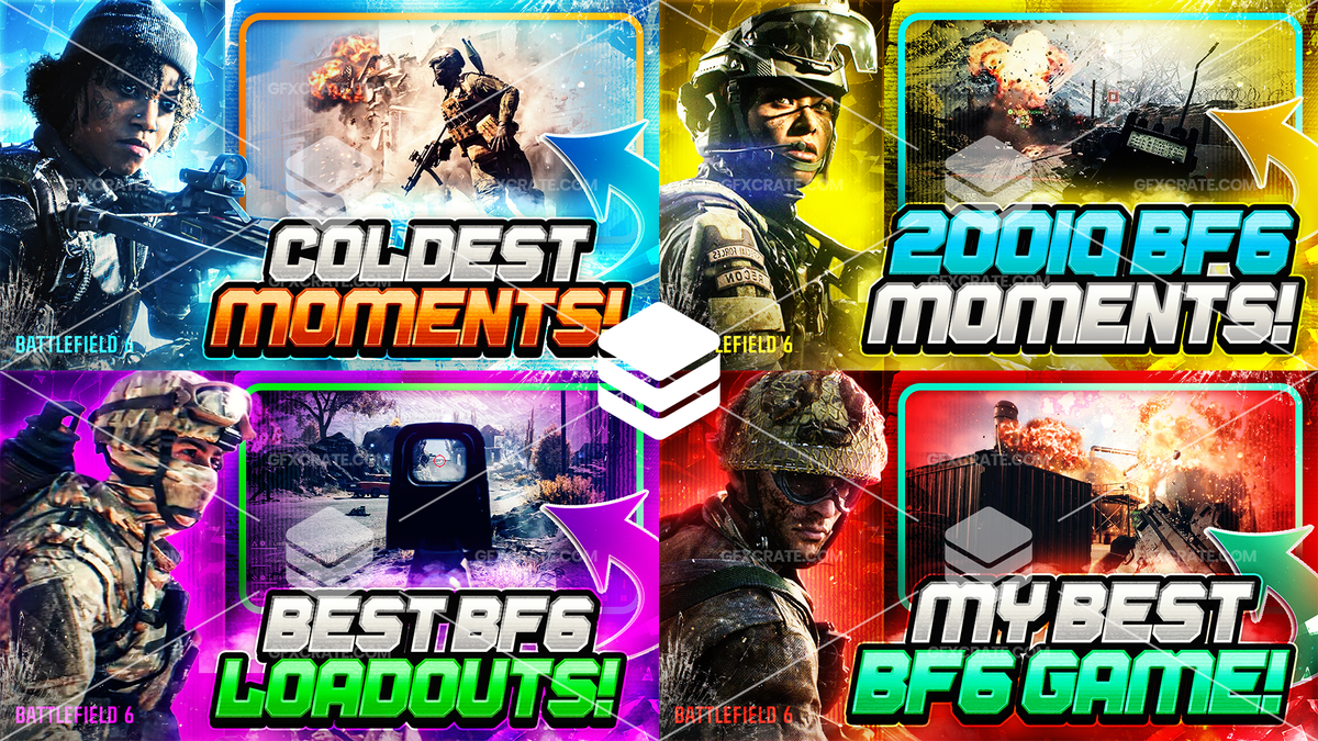 Battlefield 6 (BF6) Fully Editable YouTube Thumbnail Pack