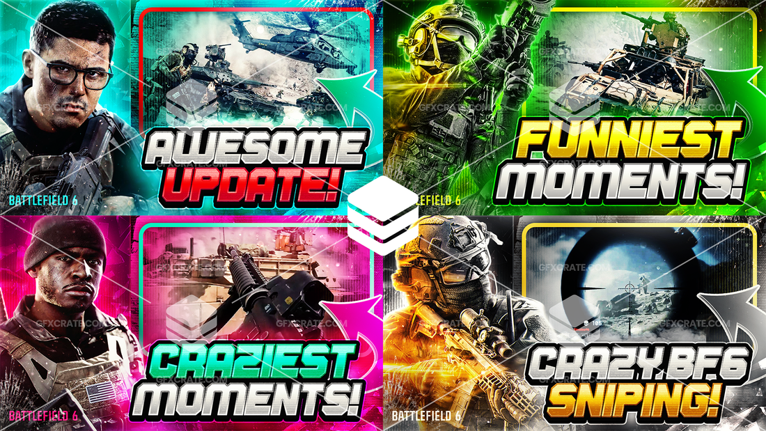 Battlefield 6 (BF6) Fully Editable YouTube Thumbnail Pack