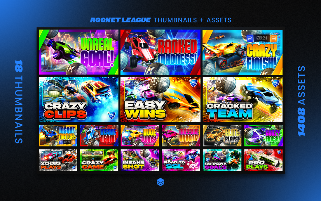Rocket League Fully Editable YouTube Thumbnails and Assets GFX Pack