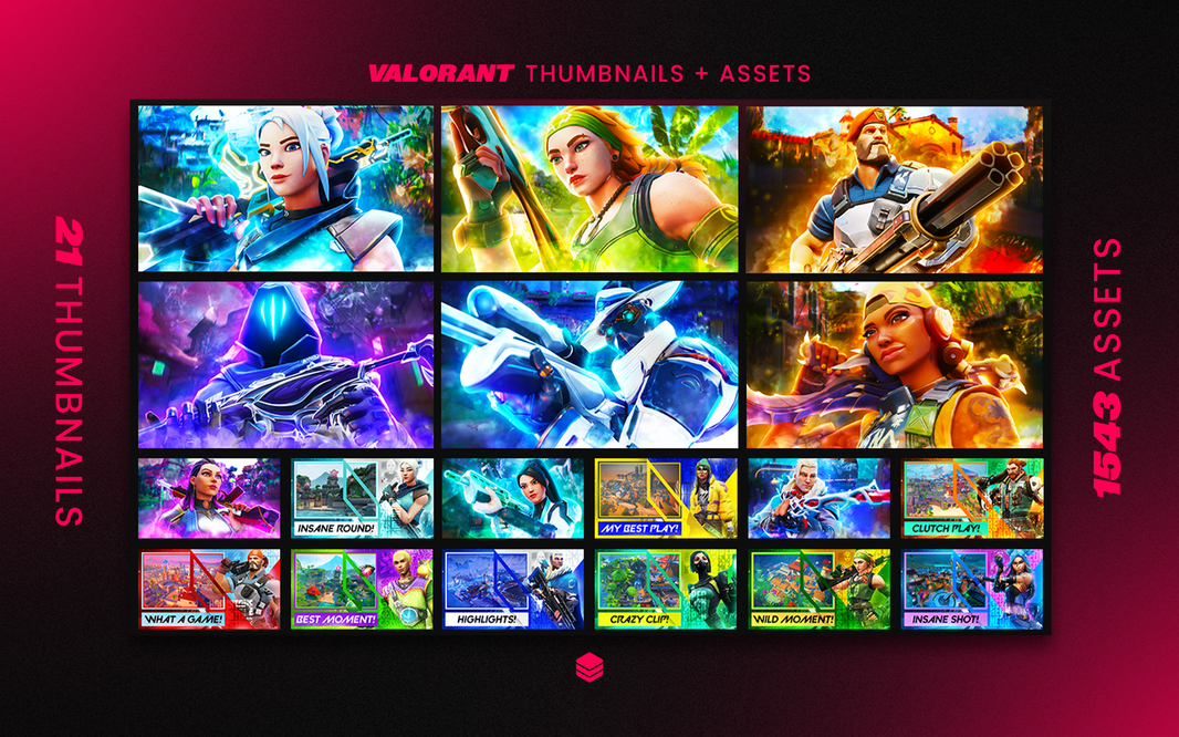Valorant Fully Editable YouTube/Twitch/Kick Template Packs