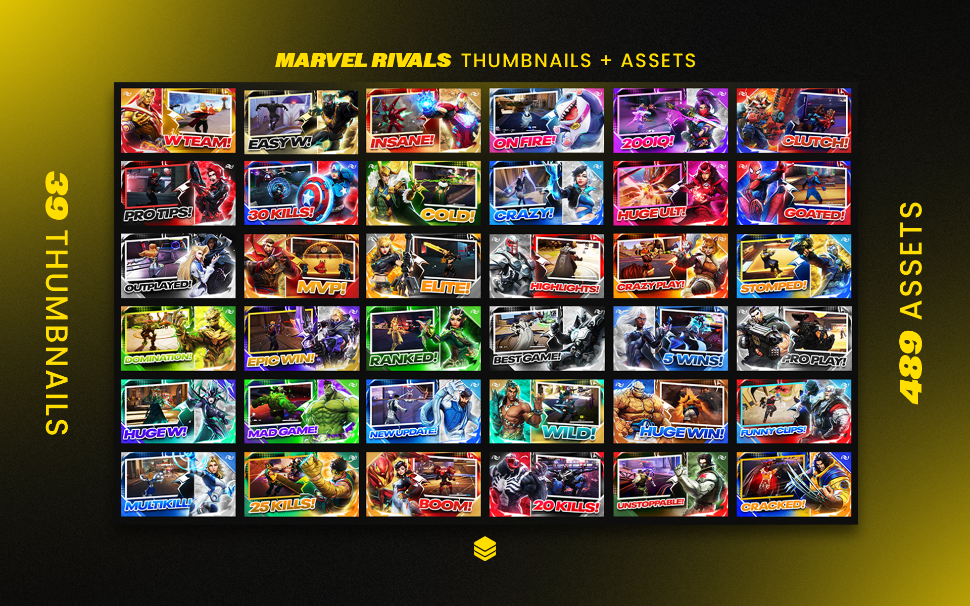 Marvel Rivals Fully Editable YouTube Thumbnails and Assets GFX Pack