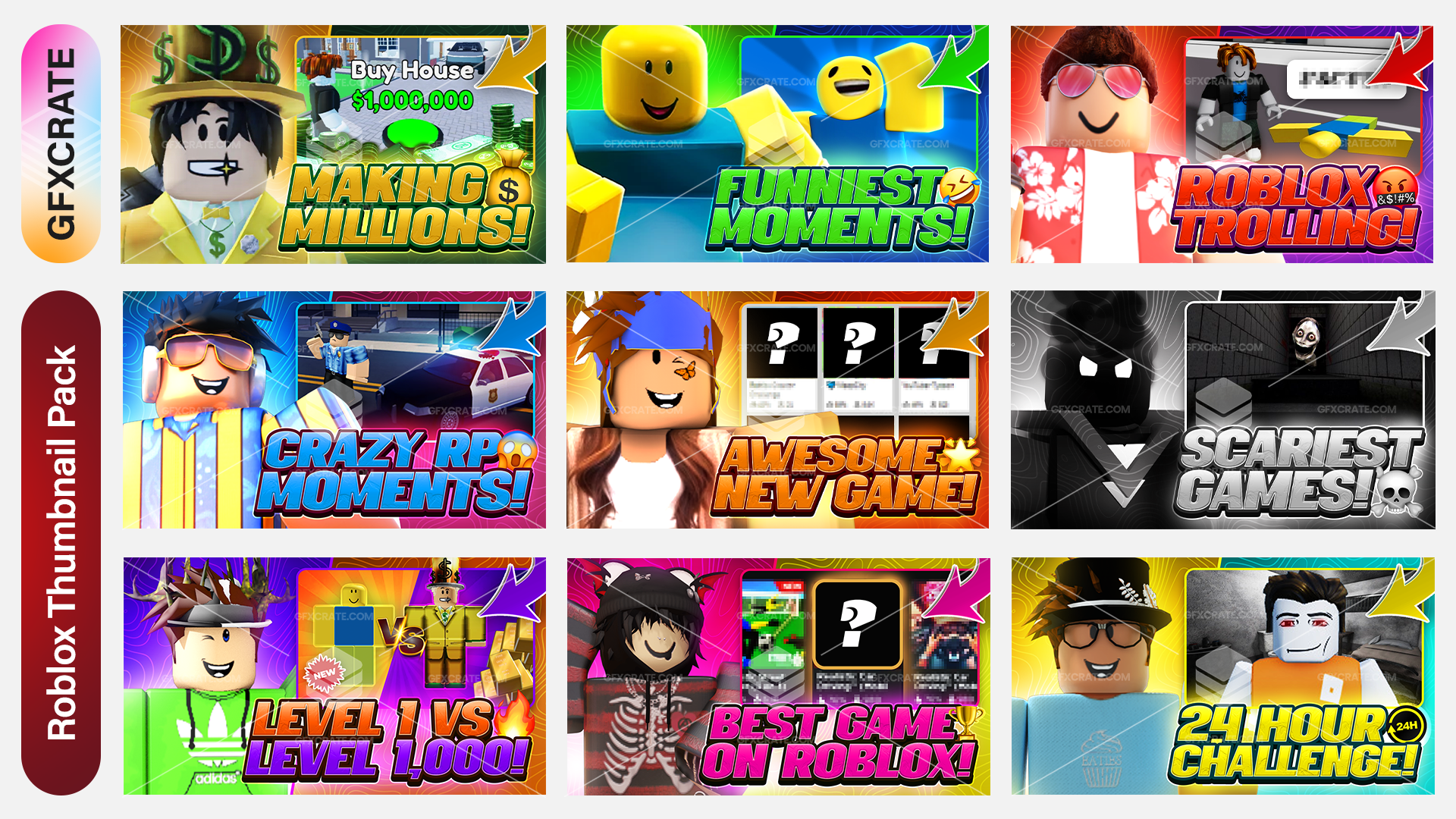 Roblox Fully Editable YouTube Thumbnail Pack