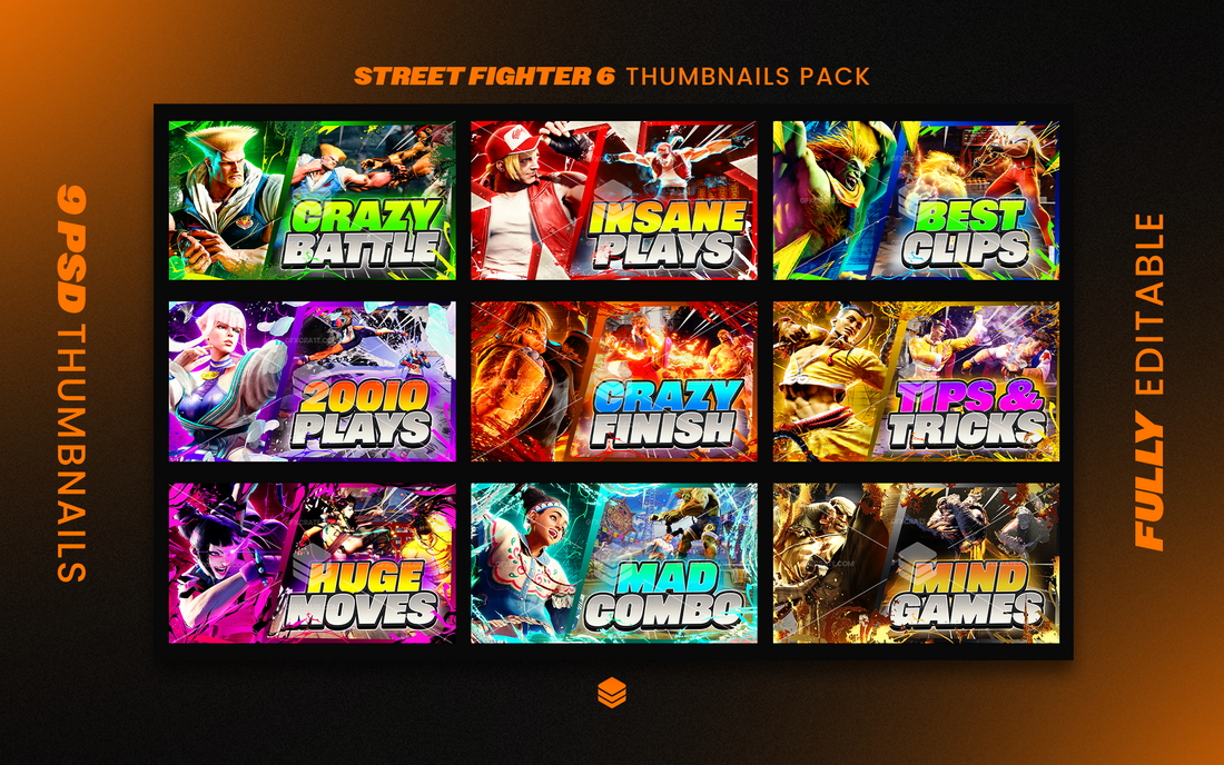 Street Fighter 6 Fully Editable YouTube Thumbnail Pack (SF6)