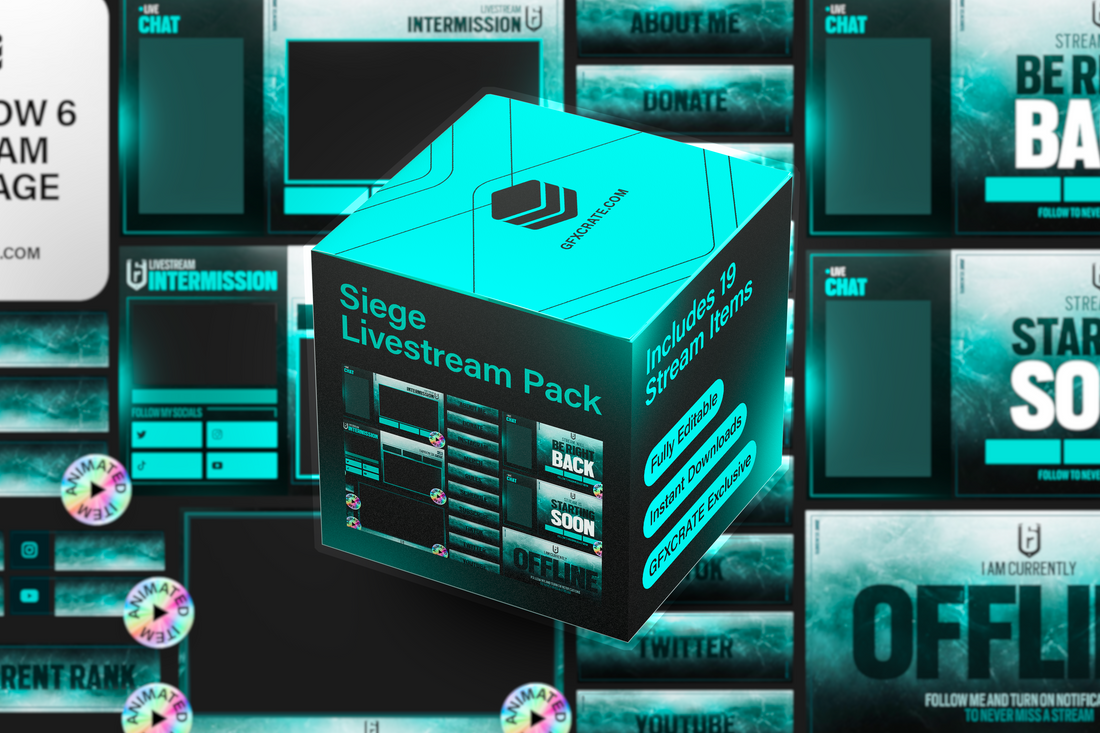 Rainbow Six Siege Animated Black Ice Livestream Overlay Pack