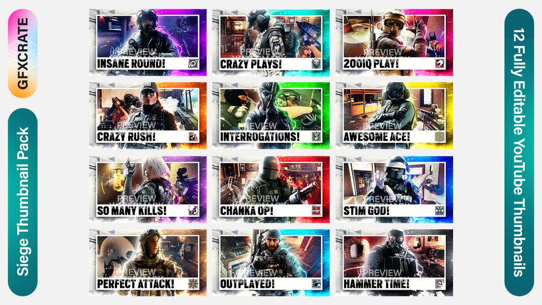 Rainbow Six: Siege Fully Editable YouTube Template Packs