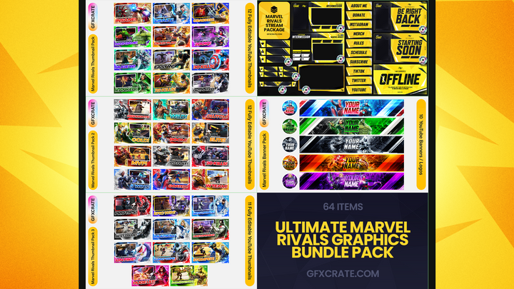 Marvel Rivals Fully Editable YouTube/Twitch/Kick Template Packs