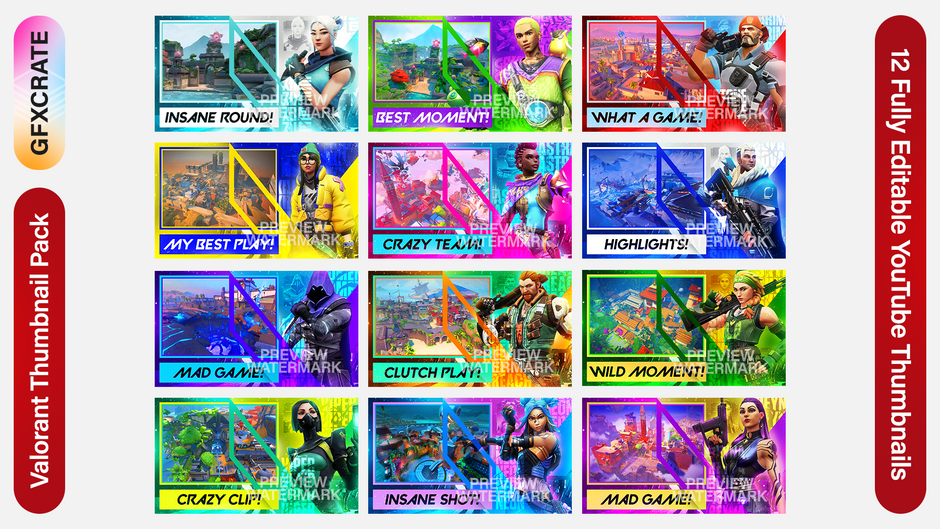Valorant Fully Editable YouTube/Twitch/Kick Template Packs